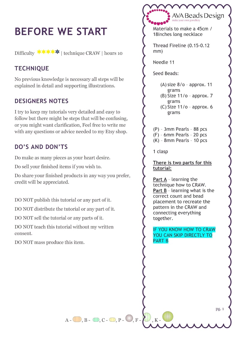 Beading Tutorial Beading Pattern Necklace Tutorial petrova - Etsy