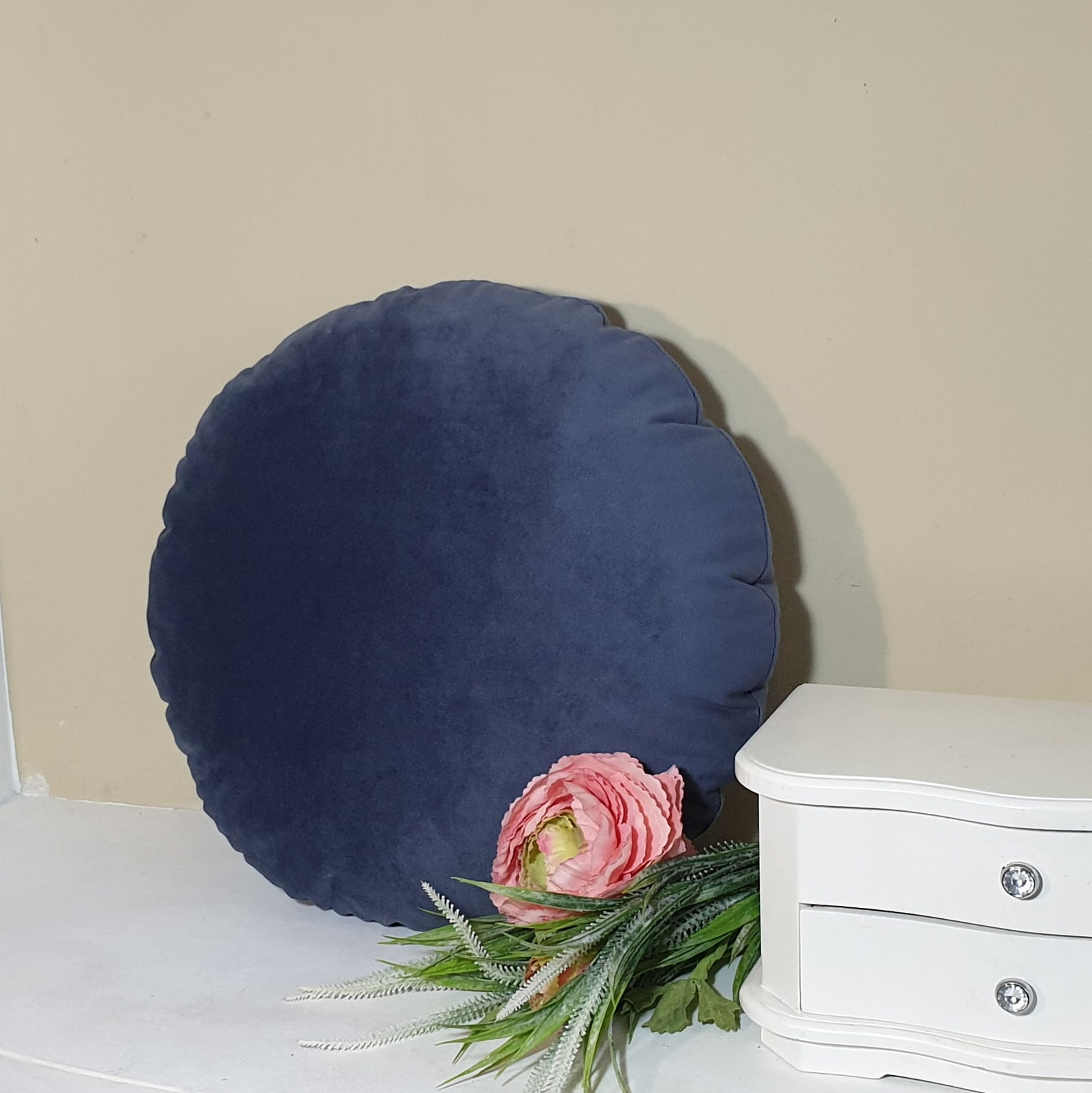 Smoky Blue Velvet Round Pillow Cover - Etsy