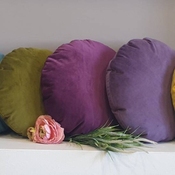 Round Velvet Pillow - Etsy