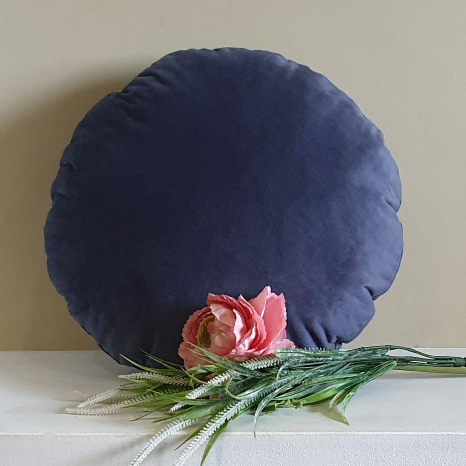 Smoky Blue Velvet Round Pillow Cover - Etsy