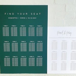 Personalized Seating Planseating Chart on 5mm Foam Board - Etsy