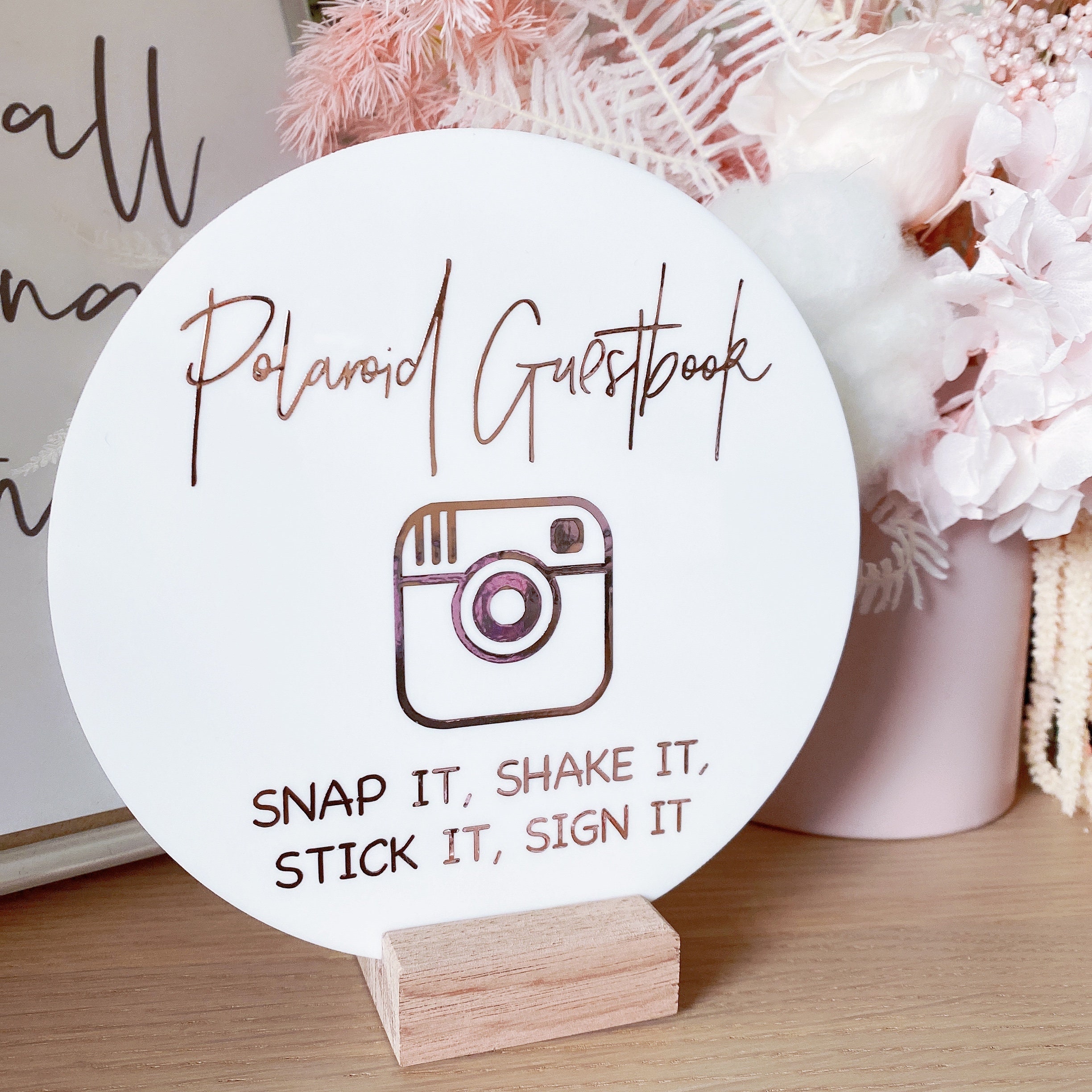 Polaroid Guestbook Sign Circle Clear white frosted Acrylic - Etsy Australia