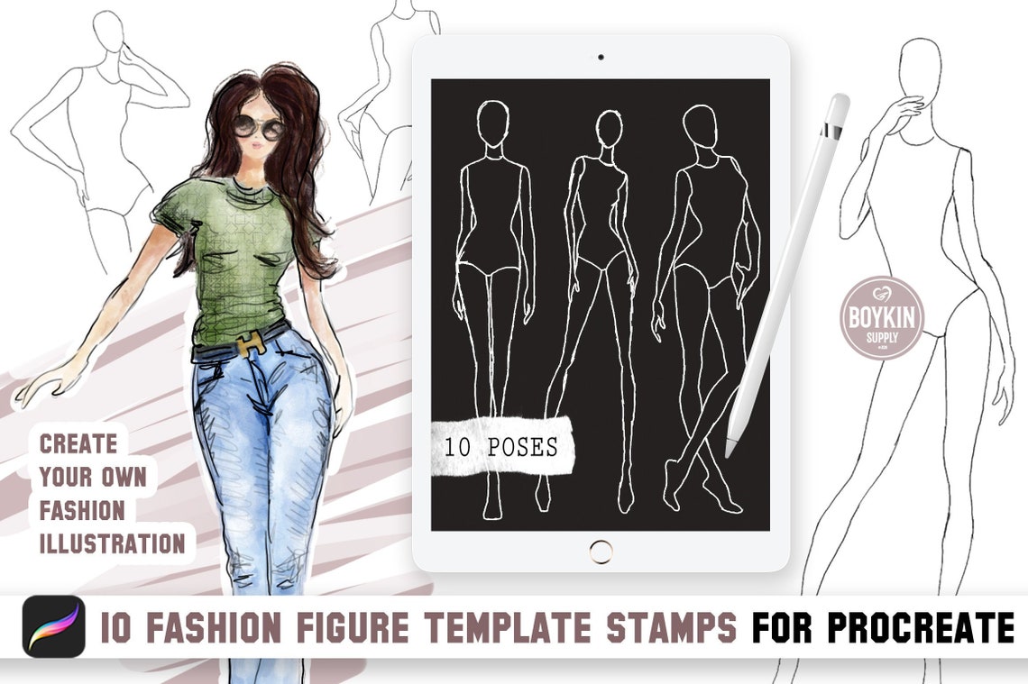 Fashion Figure Template Procreate Procreate Stamp Brush - Etsy