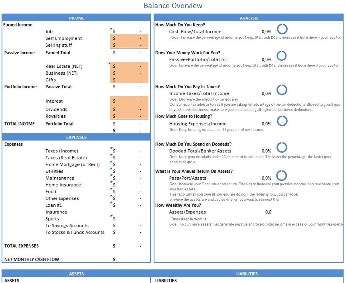 Personal Balance Sheet & Net Worth Calculator - Etsy