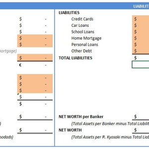 Personal Balance Sheet & Net Worth Calculator - Etsy