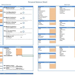 Personal Balance Sheet & Net Worth Calculator - Etsy
