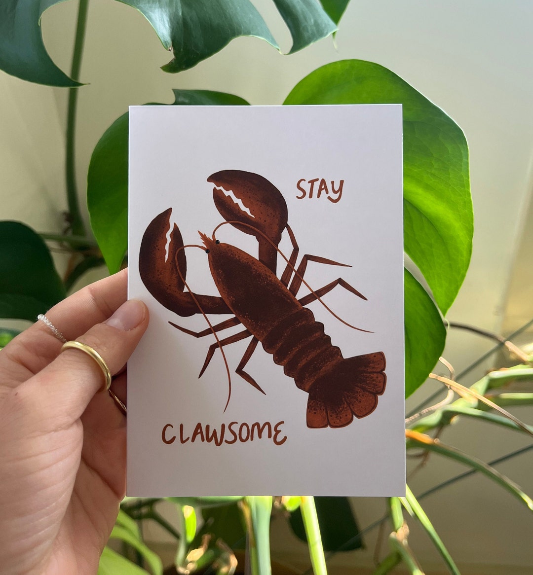Stay Clawsome Lobster Greeting Card - Etsy