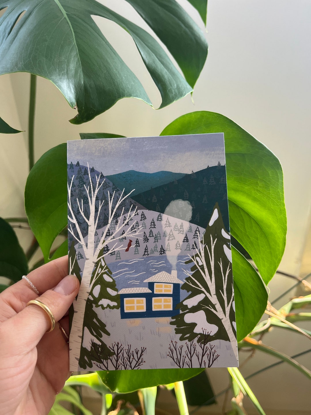 Cozy Winter Cabin Greeting Card - Etsy