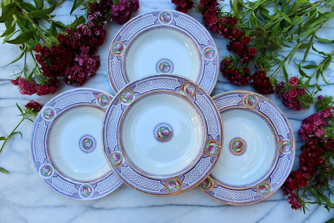 Juego de 4 platos hondos de loza inglesa loza, Depot Drouot, Milán ...