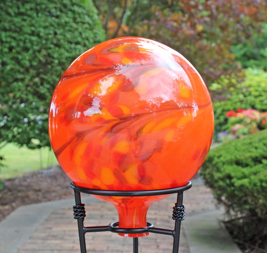 Glass Gazing Ball "sun Set" 12 Inch - Etsy