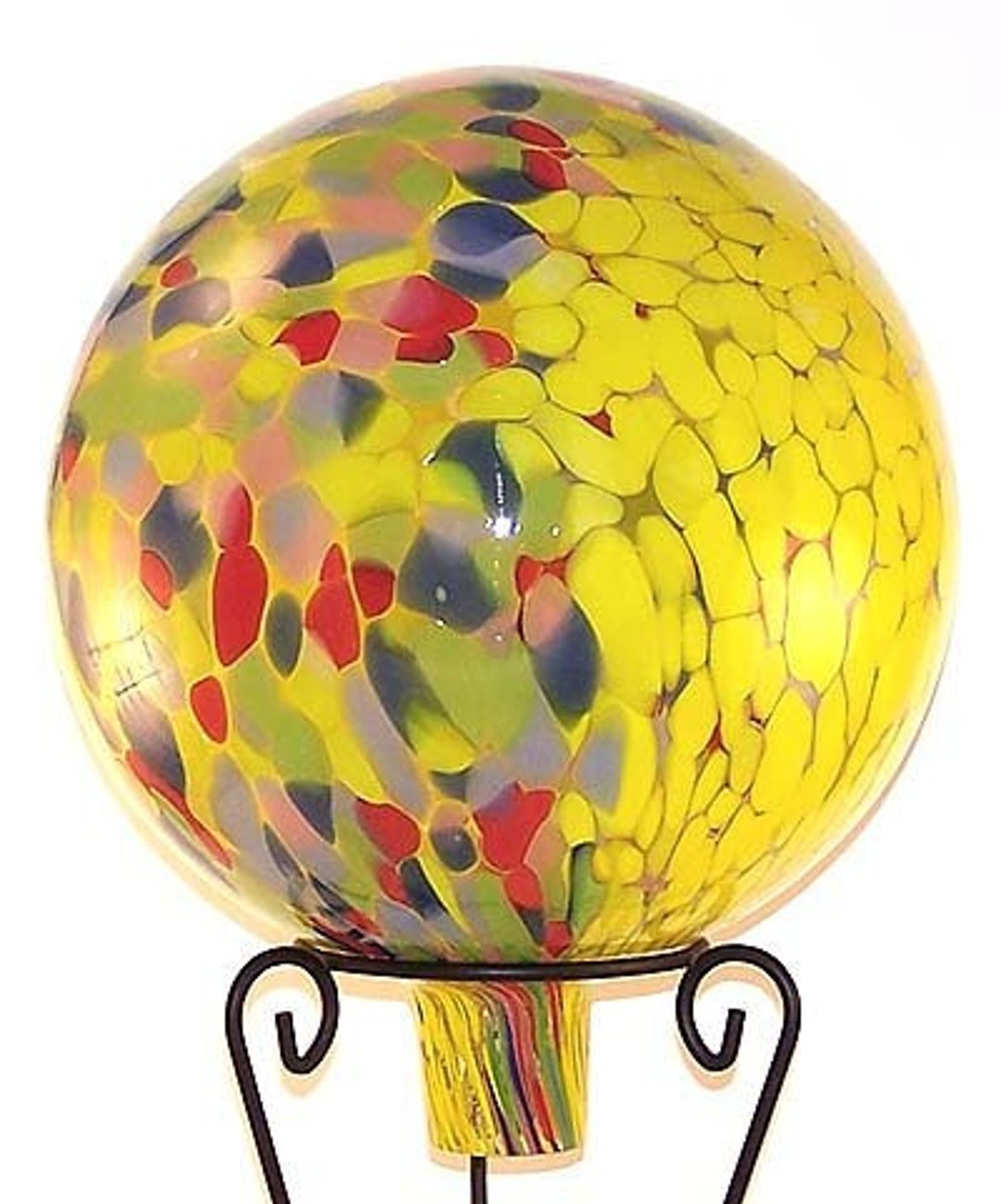 Yellow / Multicolor Gazing Ball, Glass, 12 Inch Diameter - Etsy