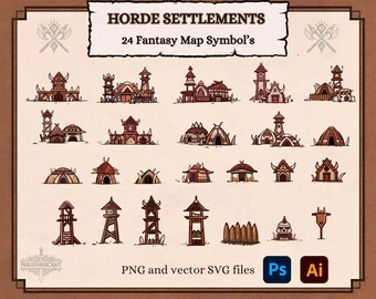 Fantasy Map Icons - Dwarven Cartography Elements With 24 Icons, 12 ...