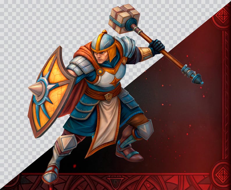 Fantasy Character Clipart - 12 Paladin PNG Images for Dnd, Fantasy ...