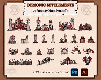 Fantasy Map Icons - Cryptic Cartography Elements With 24 Icons, 12 ...