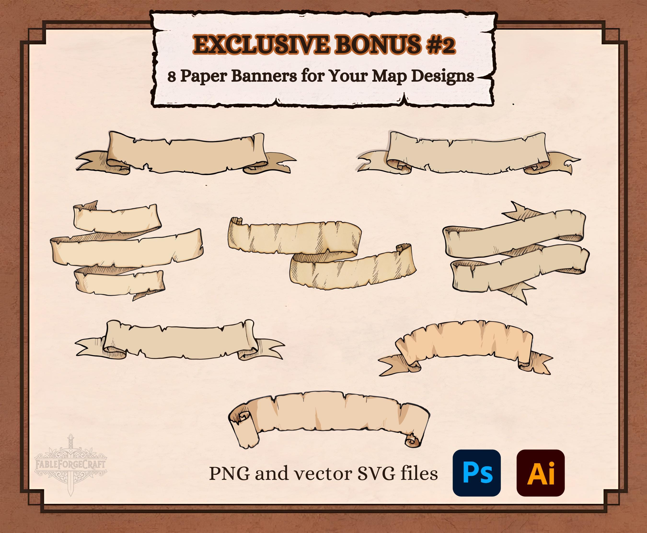 Fantasy Map Icons - Cryptic Cartography Elements With 24 Icons, 12 ...