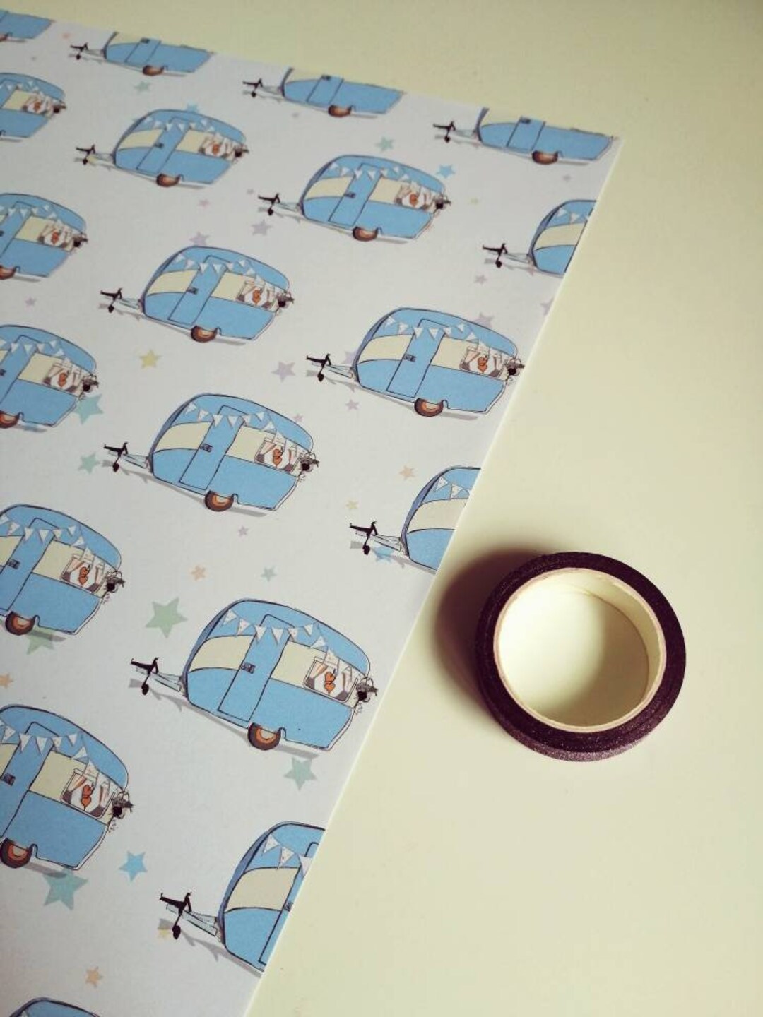 Caravan Gift Wrap, Vintage Caravan, Camping, Wrapping Paper, Caravan ...