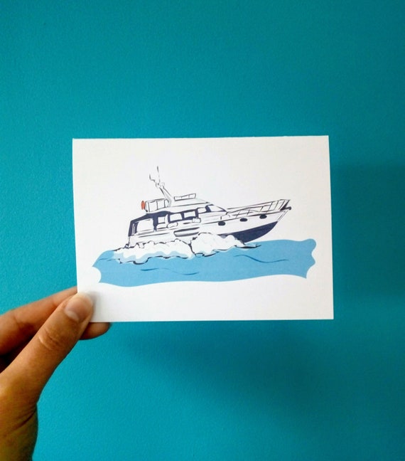 Boat Card speed boat card sailing boat card birthday card | Etsy