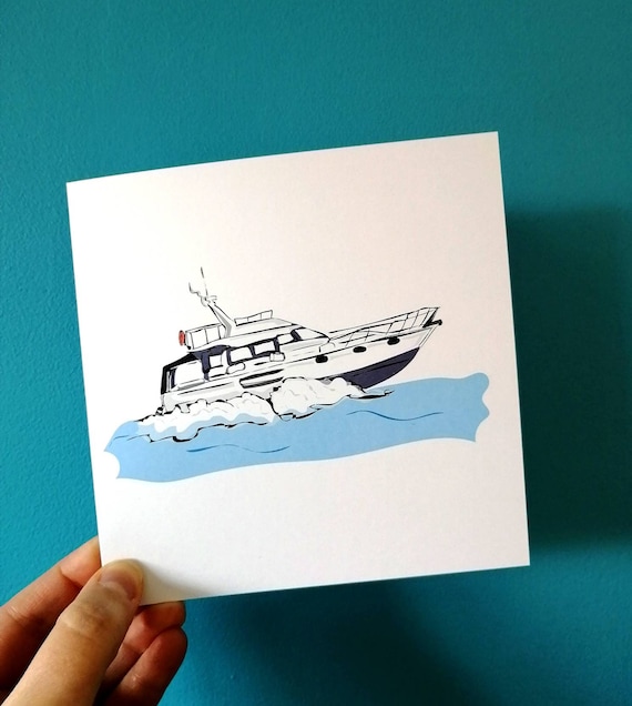 Boat Card Speed Boat Card Sailing Boat Card Birthday Card | Etsy