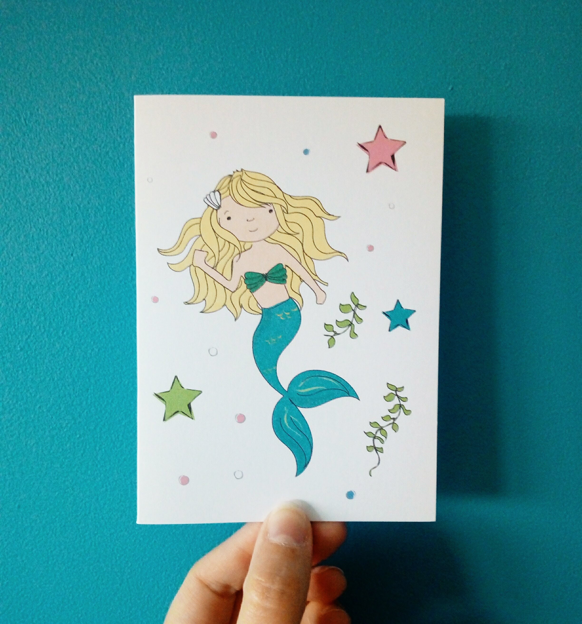 Mermaid card mermaids card mermaid birthday card under the | Etsy