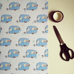 Caravan Gift Wrap, Vintage Caravan, Camping, Wrapping Paper, Caravan ...