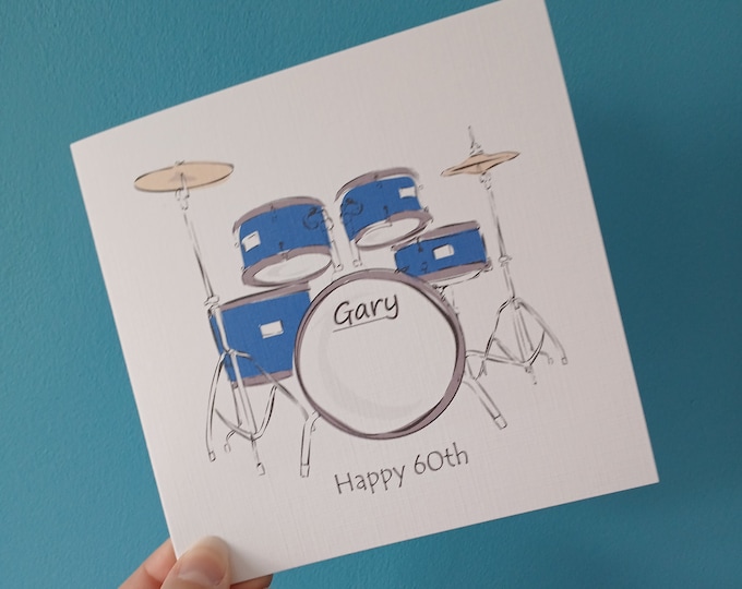 Personalised Age Drumming Birthday Card, Fun Drum Theme Card, Stick ...