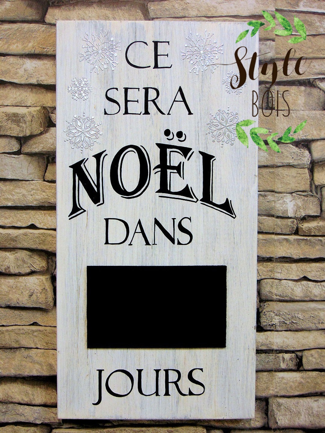 Décoration Noël, décompte Noël, pancarte de bois, peint à la main ...