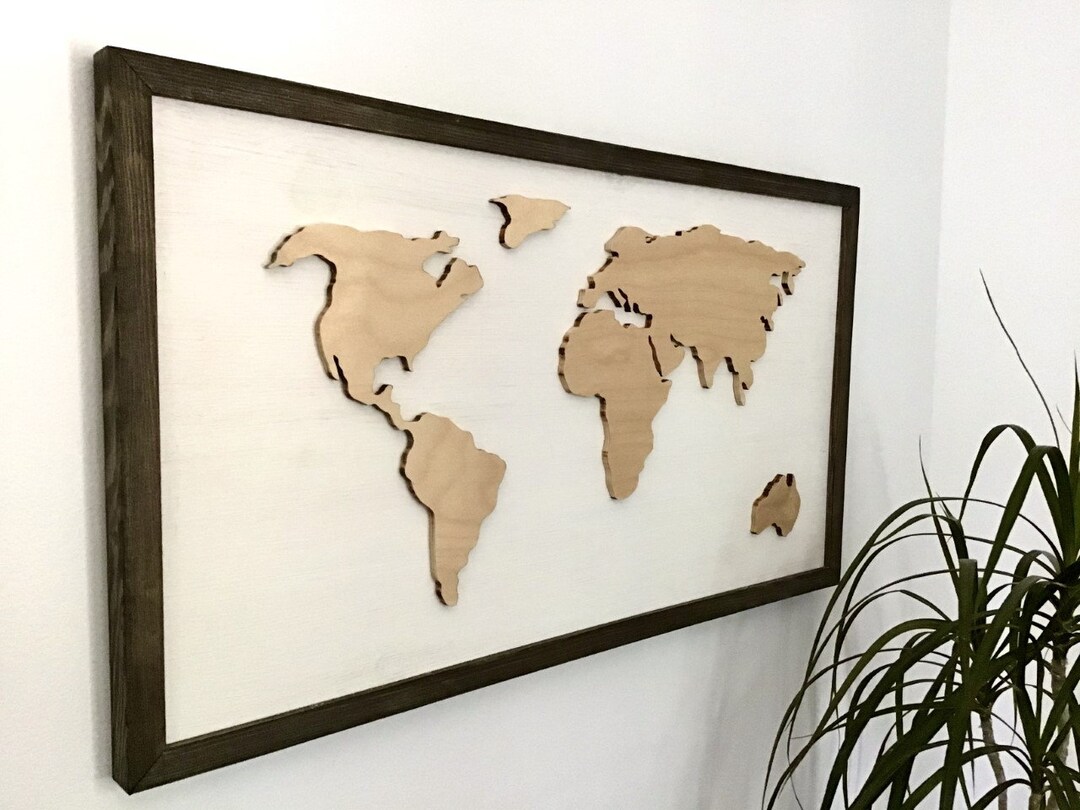 World Map Dimension, Wood World Map, Wood Sign, Hand Painted, World Map ...