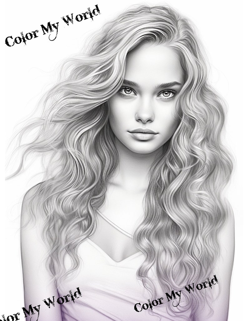 Haley Adult Greyscale Coloring Page - Etsy