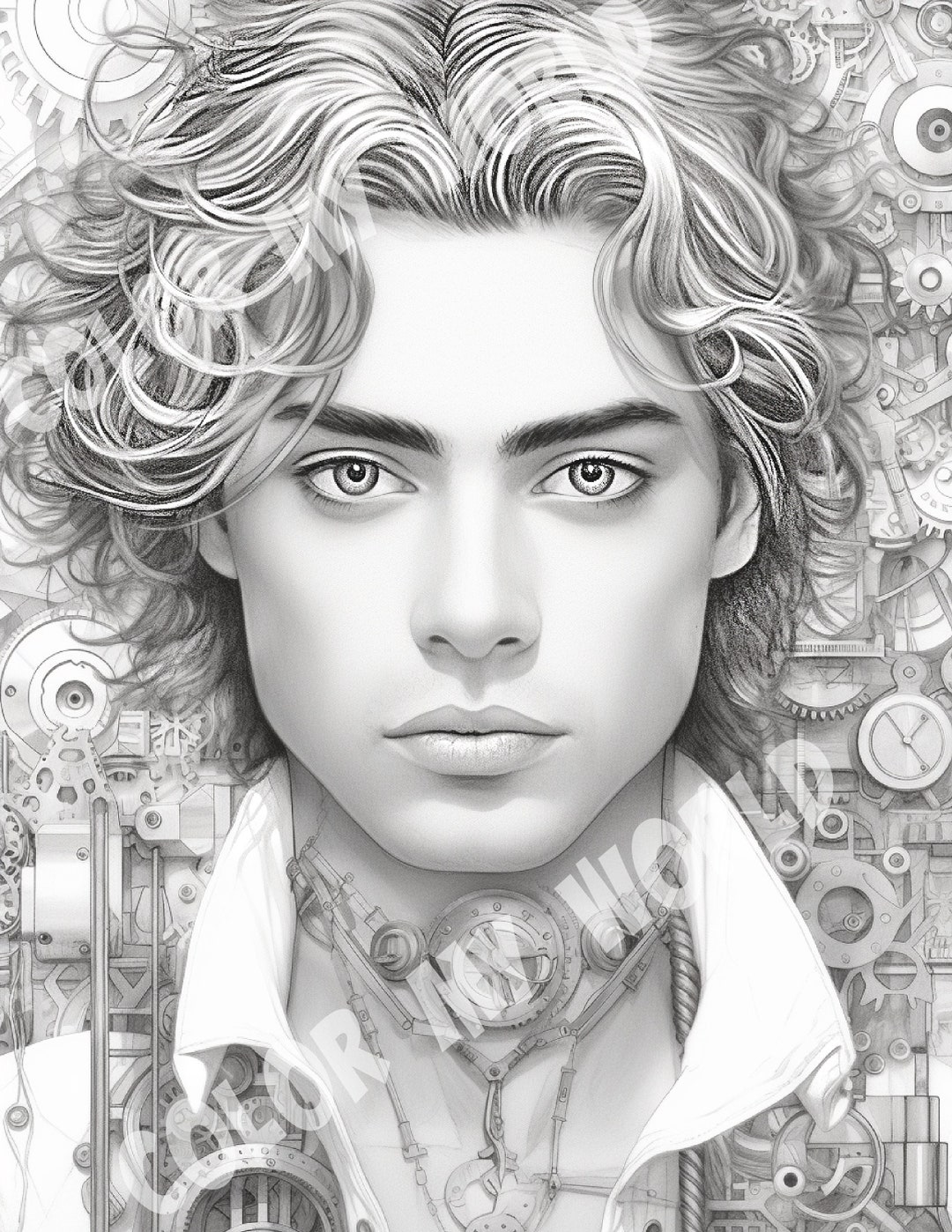 Adrian, Adult Coloring Grayscale Page - Etsy