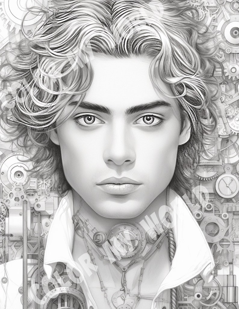Adrian, Adult Coloring Grayscale Page - Etsy