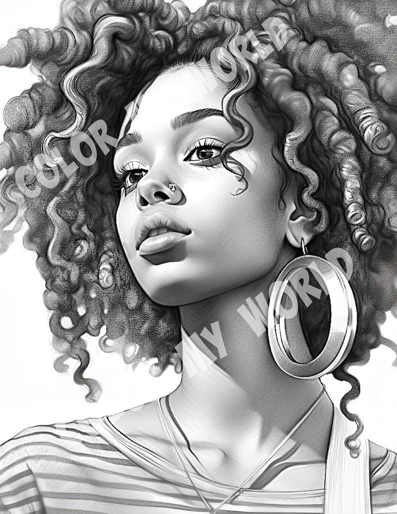 Reba Adult Coloring Greyscale - Etsy