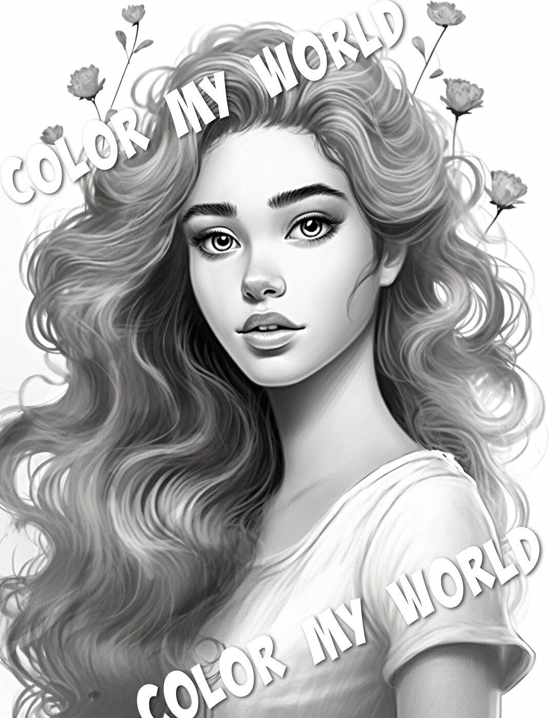Nicole Greyscale Coloring Page - Etsy