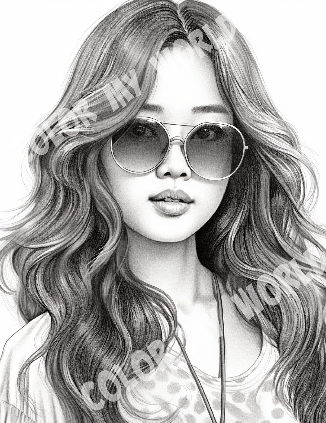 Kimberly Adult Coloring Greyscale - Etsy