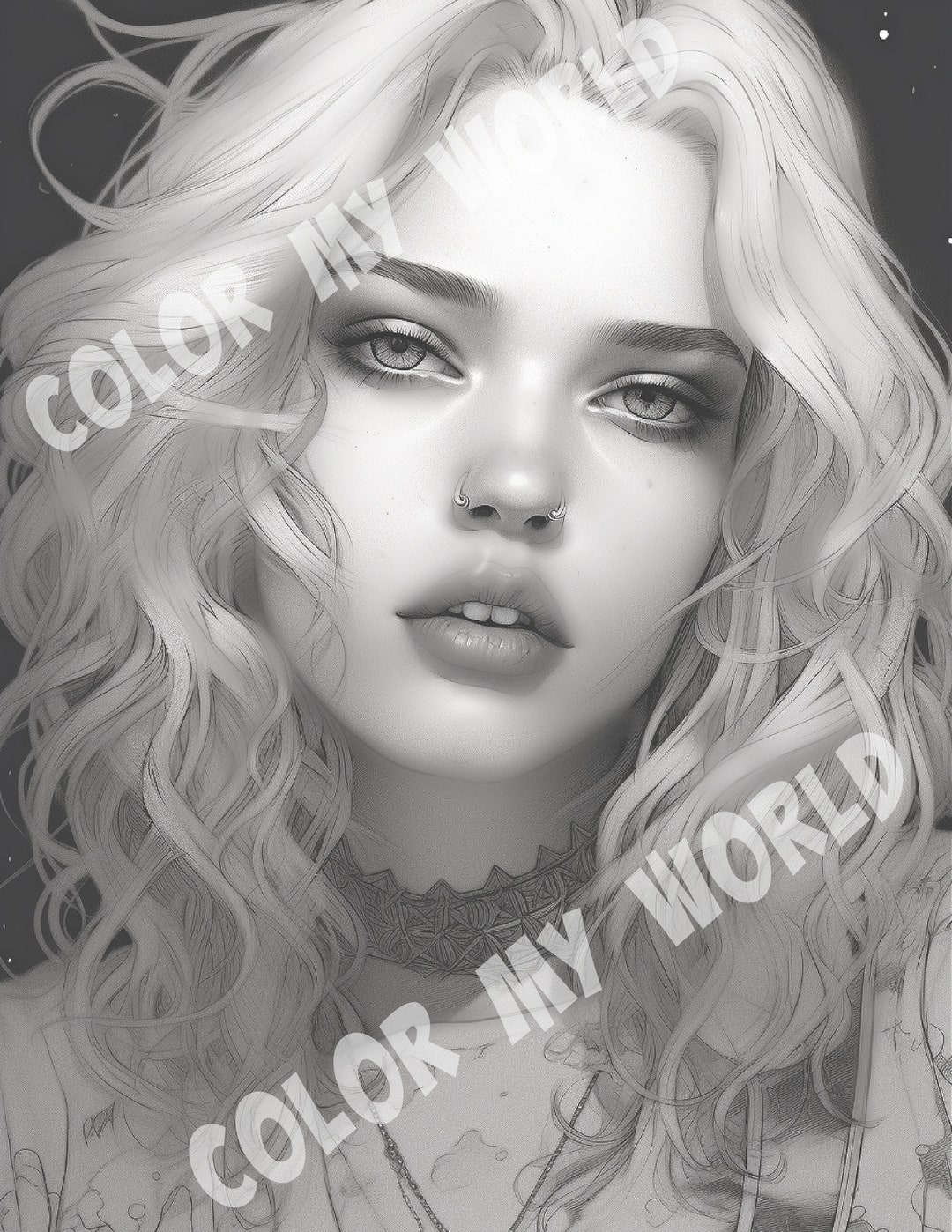 Beth Adult Coloring Greyscale - Etsy