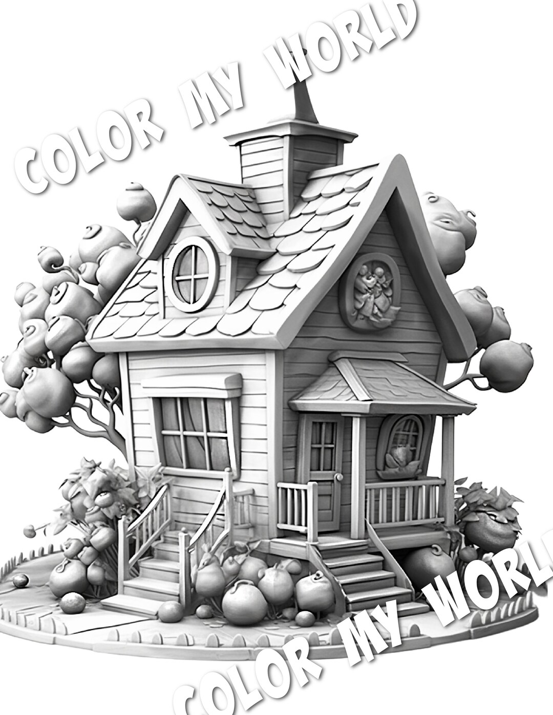 House 1 Greyscale Coloring Page - Etsy