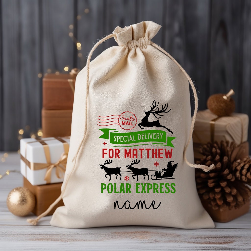 Santa Sack SVG File Bundle, EPS, Mockup, PNG, Personalized Santa Bag ...