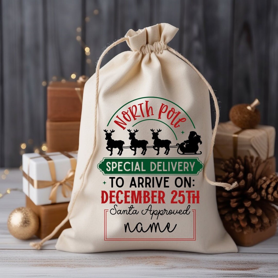 Santa Sack SVG File Bundle, EPS, Mockup, PNG, Personalized Santa Bag ...