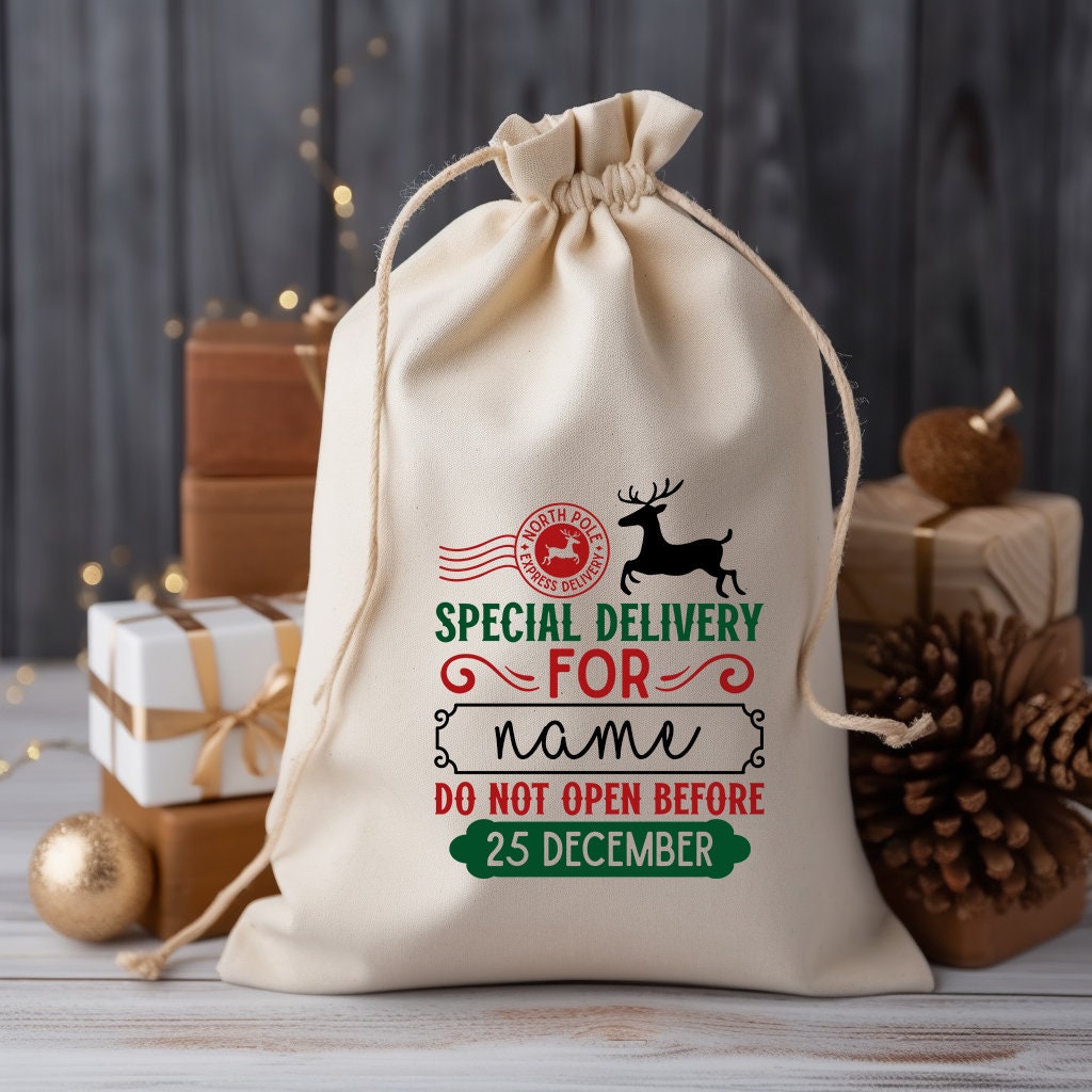 Santa Sack SVG File Bundle, EPS, Mockup, PNG, Personalized Santa Bag ...