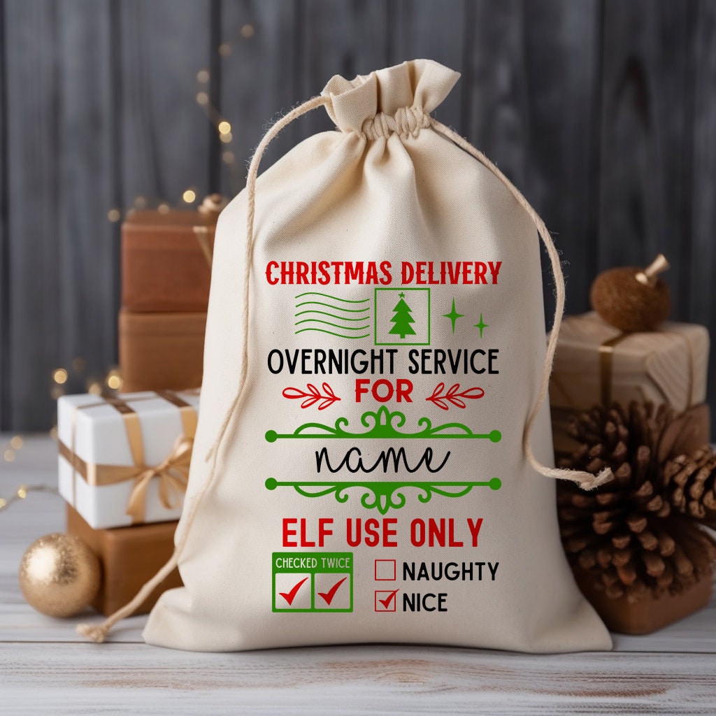 Santa Sack SVG File Bundle, EPS, Mockup, PNG, Personalized Santa Bag ...