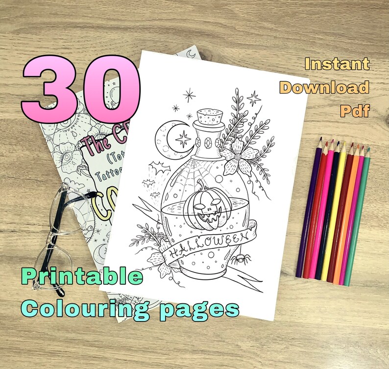 PRINTABLE COLOURING PAGES 30 Hand Drawn Tattoo and Illustration ...
