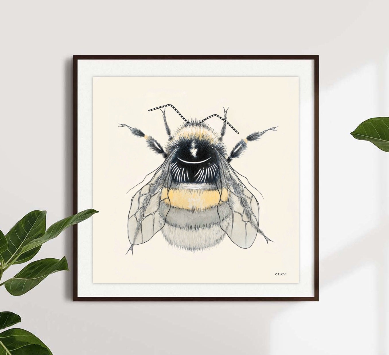 SQUARE BEE ART Print Drawing Illustration Watercolour Mixed Media ...
