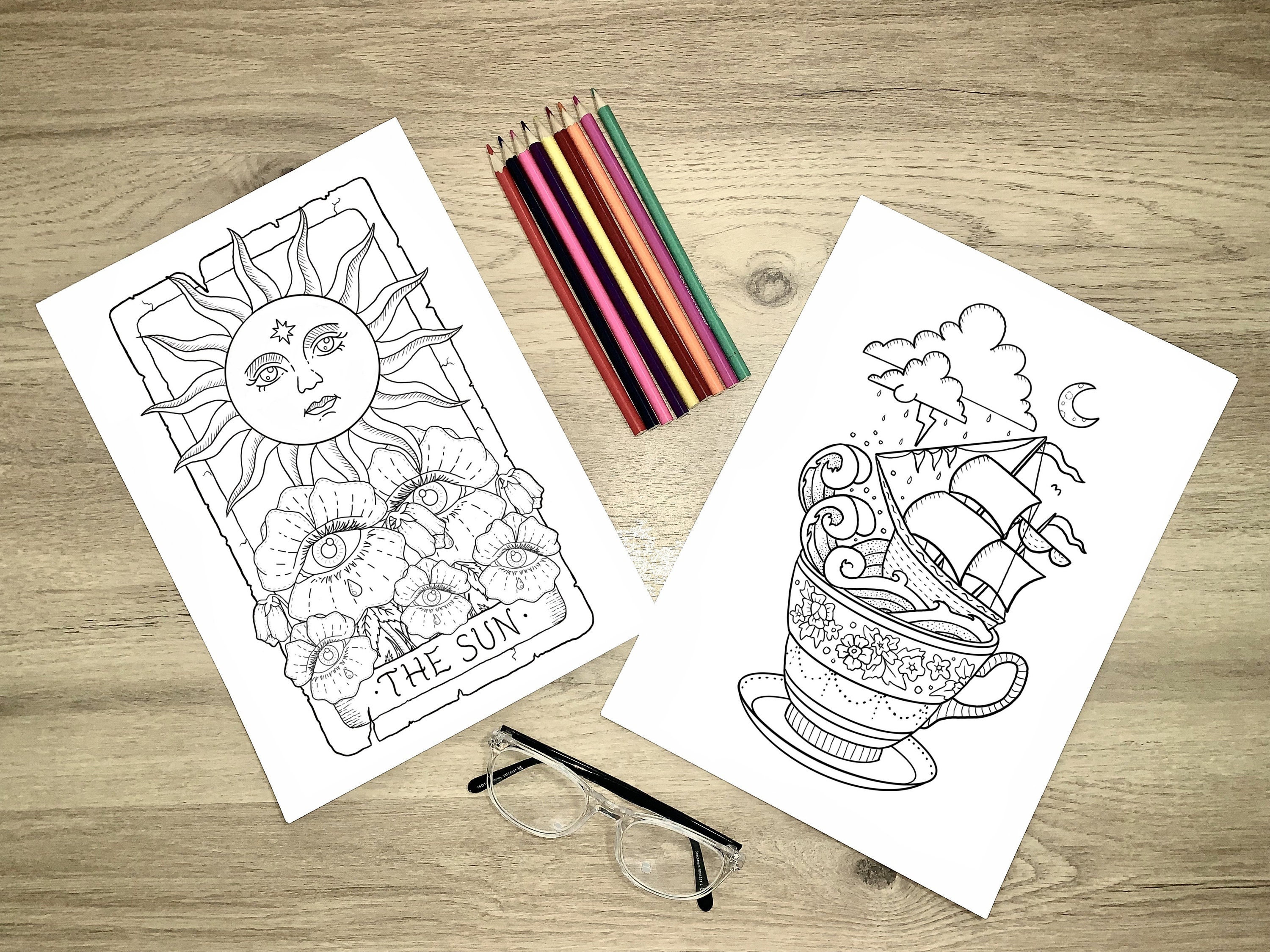 PRINTABLE COLOURING PAGES 30 Hand Drawn Tattoo and - Etsy