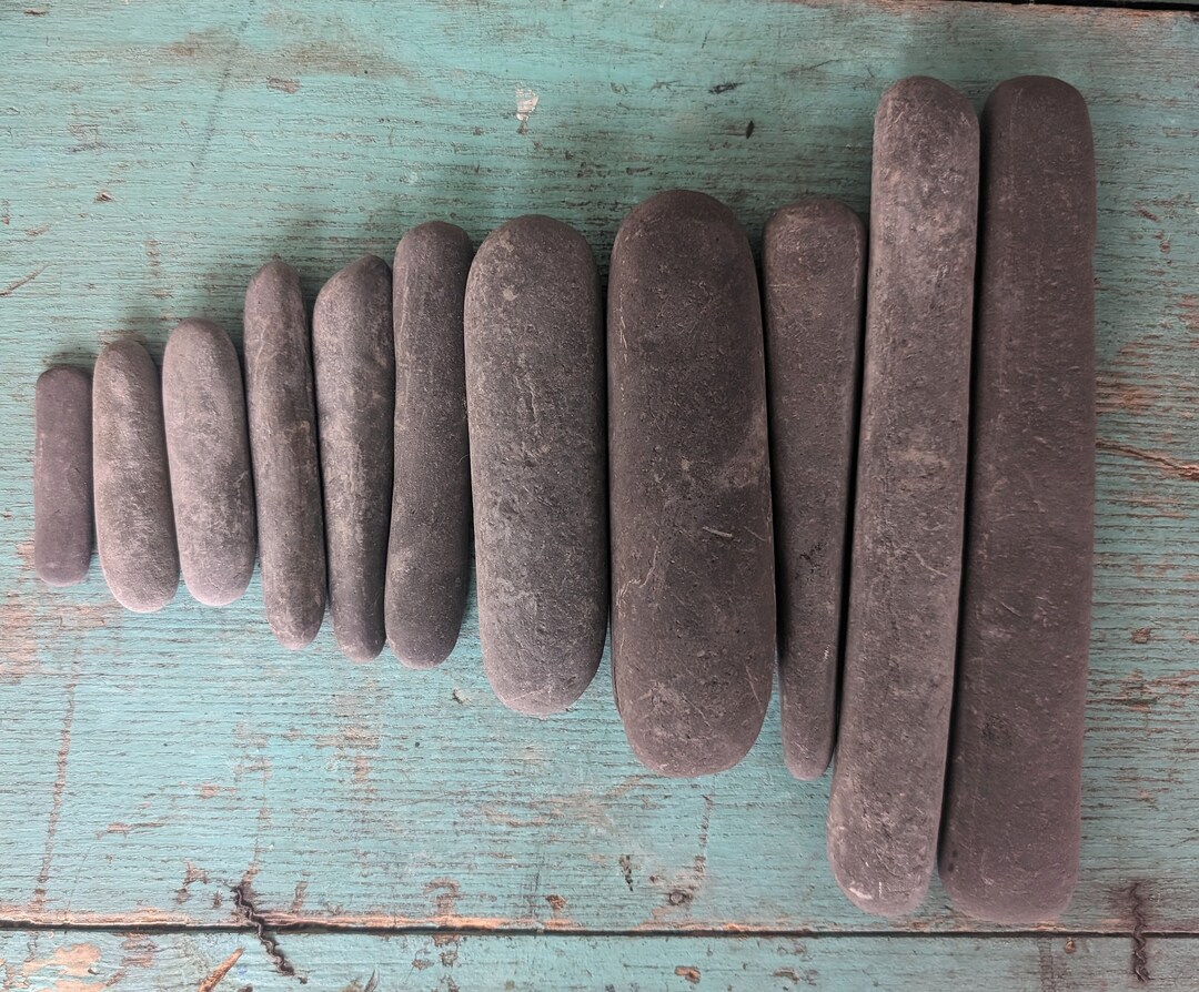 Lake Erie Stones Oblong Smooth, Shale Tumbled Black Beach Stones Set of ...
