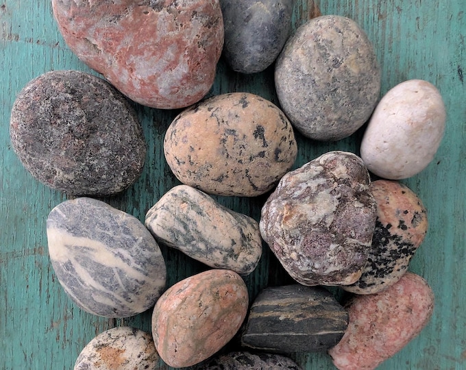 Lake Erie Stones - Flower - Oblong, Tumbled Beach Stones and One Round ...