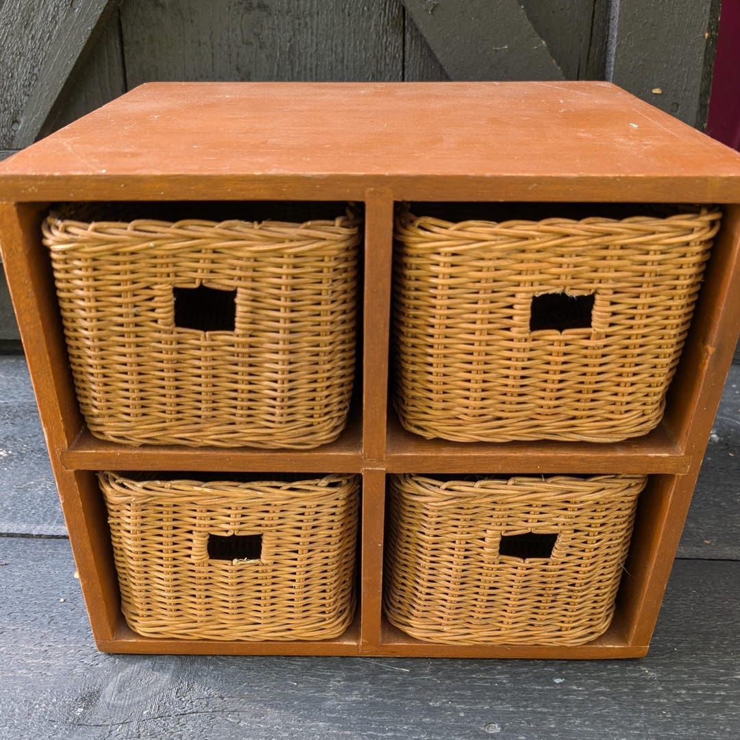 Vintage Pottery Barn Storage Box With Wicker Baskets - Etsy