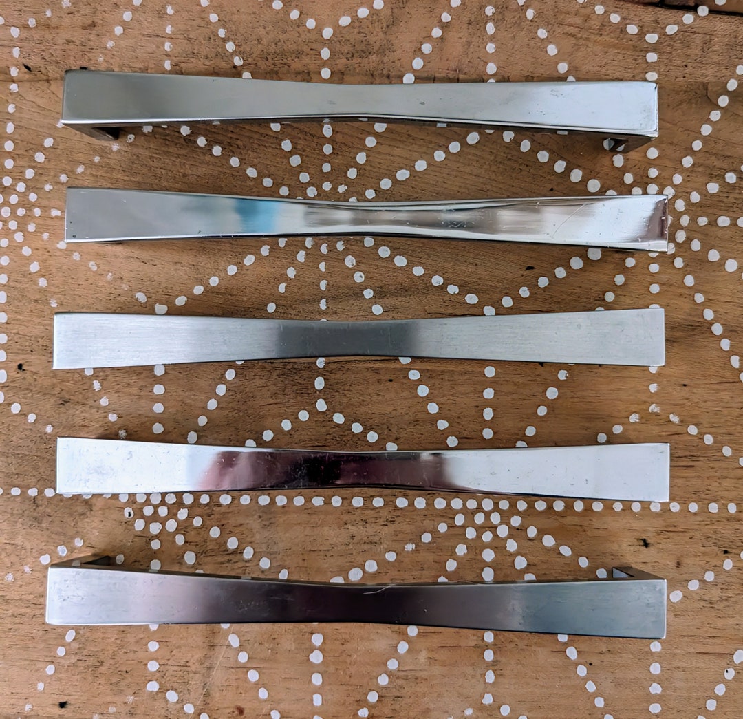 Vintage Chrome Mid Century Modern Drawer Pulls Set of 5 - Etsy