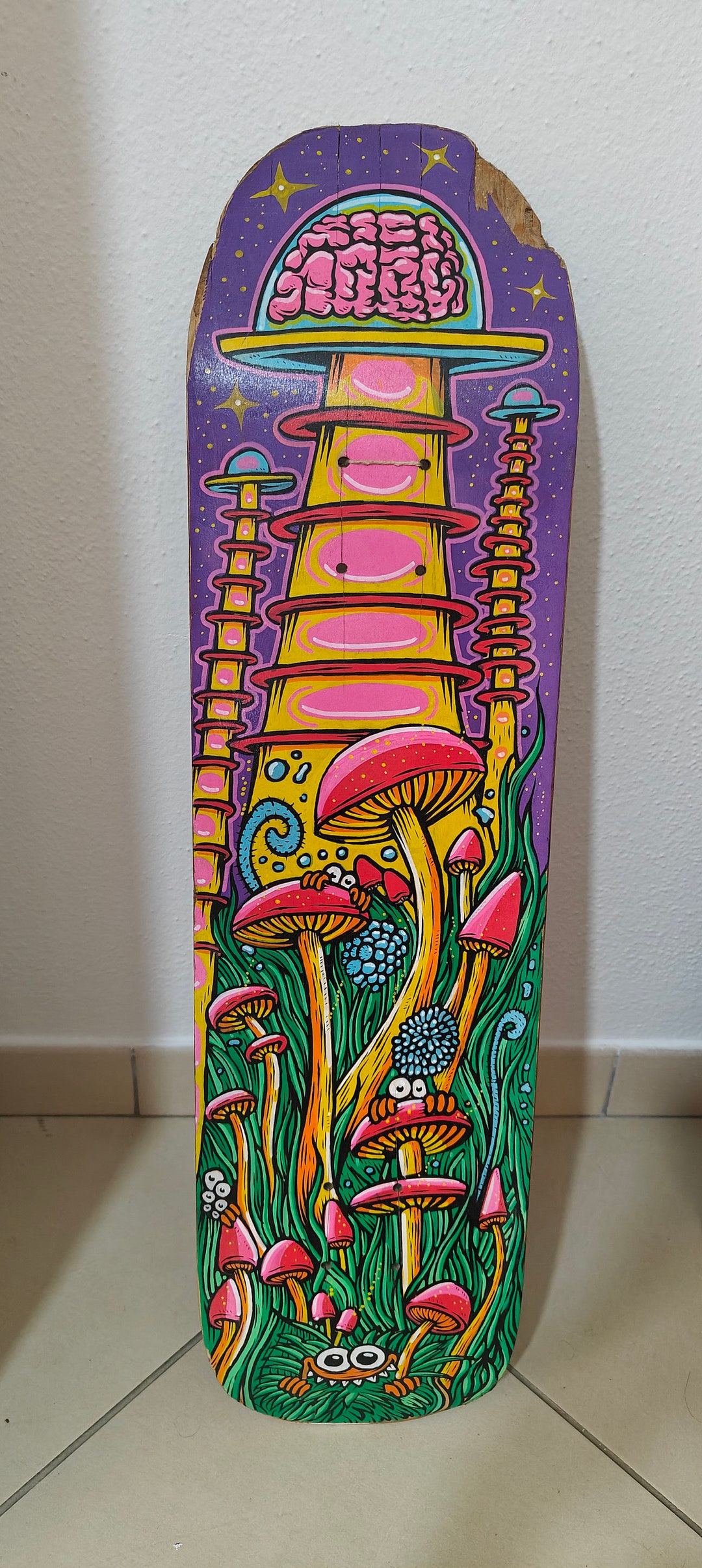 Brain Ufo & the Magic Mushrooms Hand Painted Skateboard Deck - Etsy