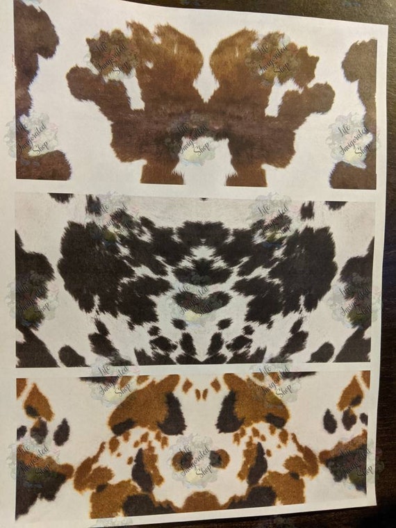 Cowhide Laser Printed Waterslide Decals White or Clear. Brown - Etsy