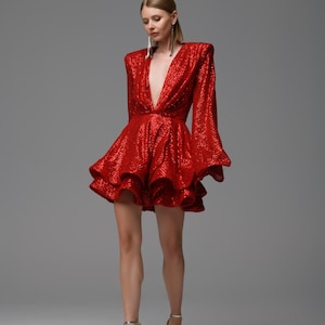Red Cocktail Dress, Christmas Dress, Mini Red Dress, Red Carpet Dress ...