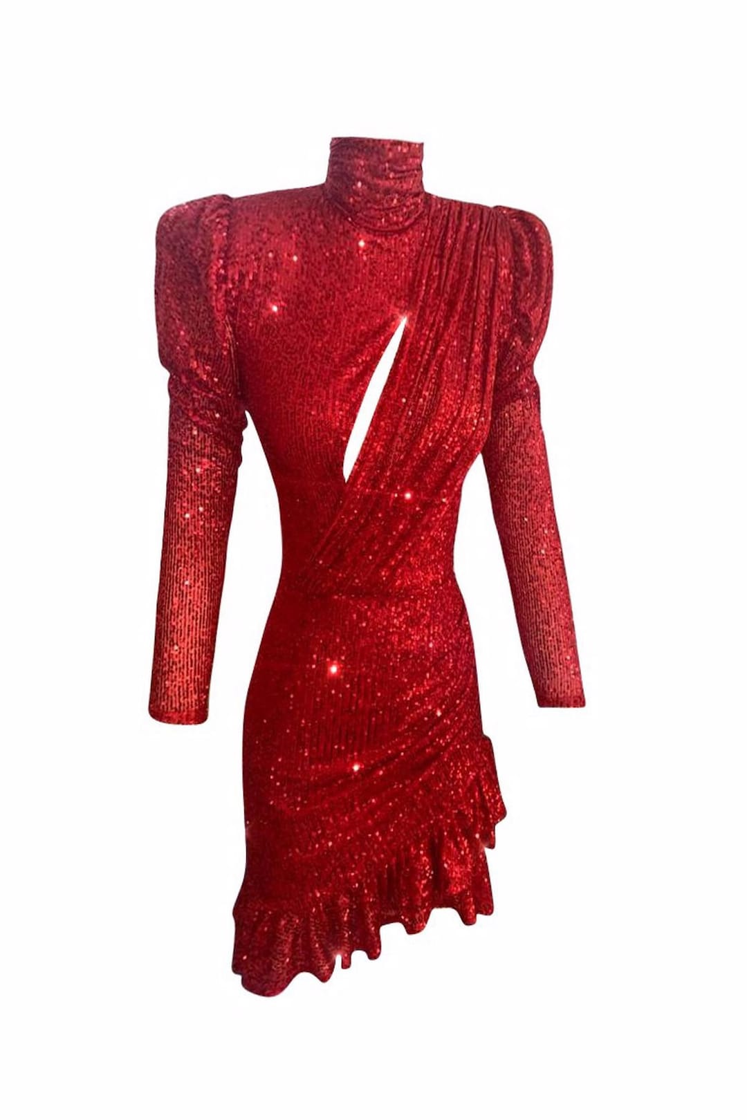 Red Cocktail Dress, Elegant Prom Dress, Disco Dress, Wedding Guest ...